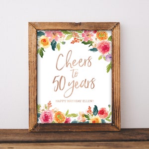Cheers to 50 Years Sign 50th Birthday Decorations Custom | Etsy