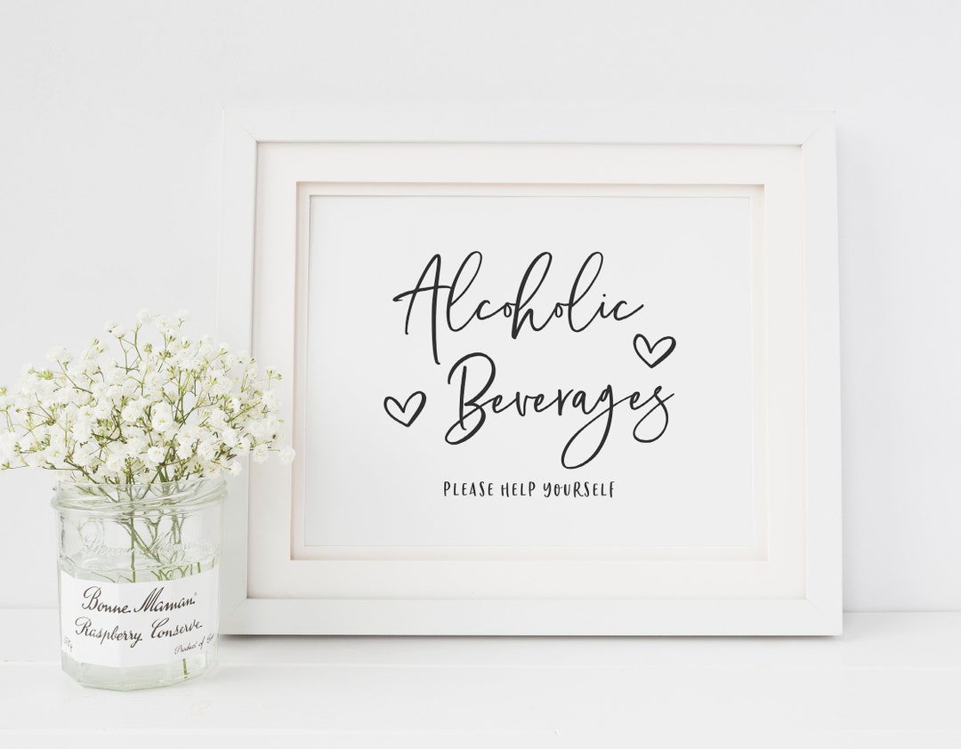 Alcoholic Beverages Sign - Please Help Yourself - Printable Party Sign ...