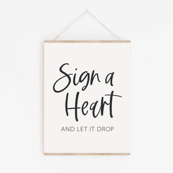 Sign a Heart and Let It Drop Sign Heart Frame Guest Book | Etsy
