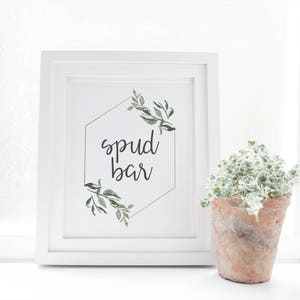 Spud Bar Wedding Sign - Spud Bar Ideas - Party Food Signs - Spud Buffet ...