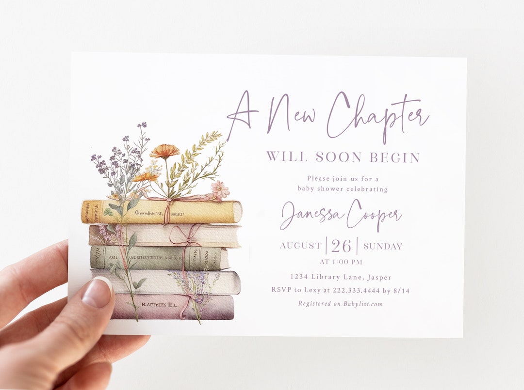Book Themed Baby Shower Invite - Printable 5x7 Invitation - A New ...