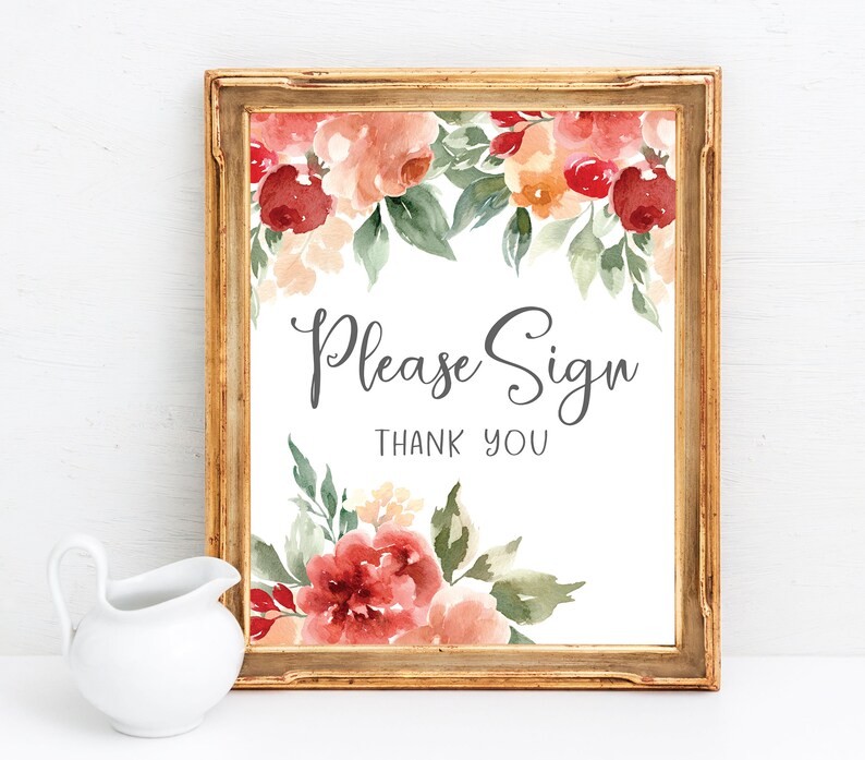 Please Sign Printable Girls Baby Shower Signage Vintage - Etsy