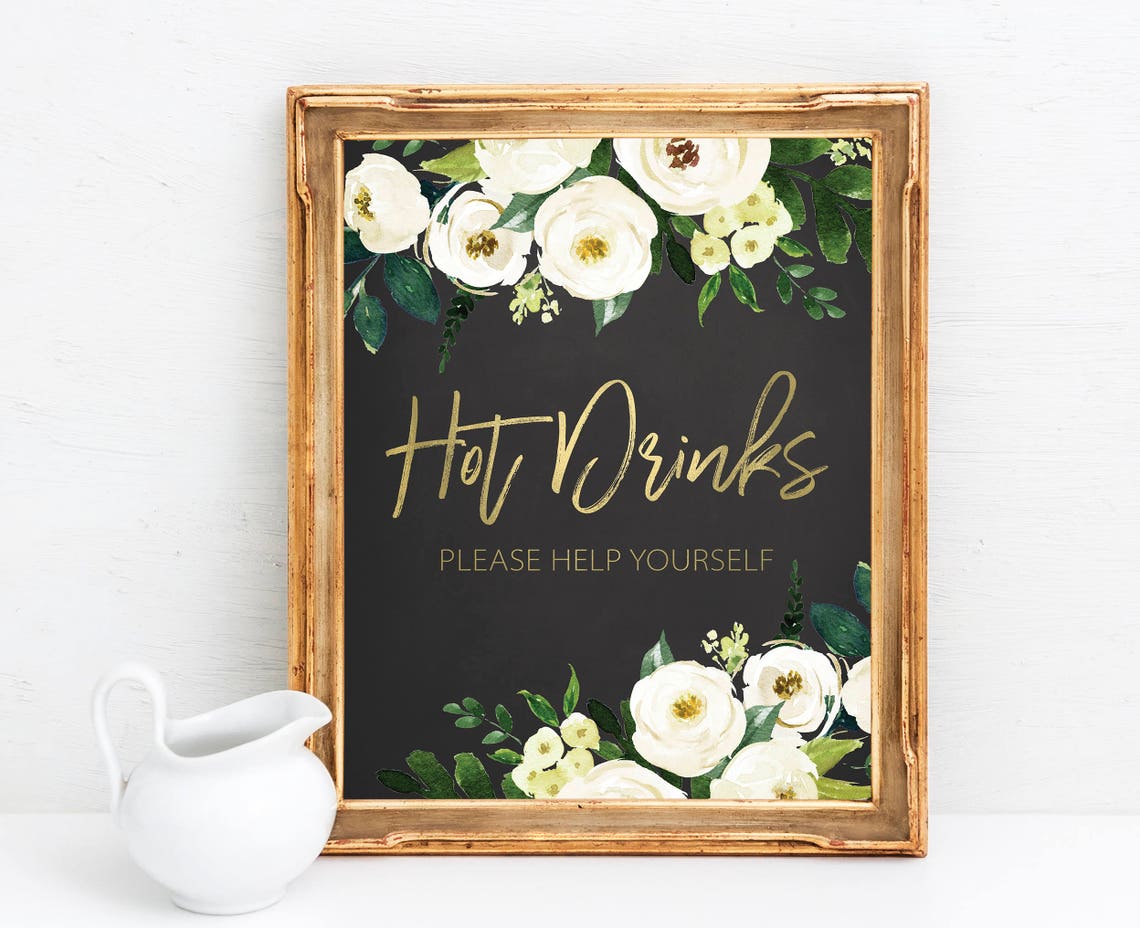 Coffee and Tea Station Sign Hot Drinks Printable Sign Hot - Etsy
