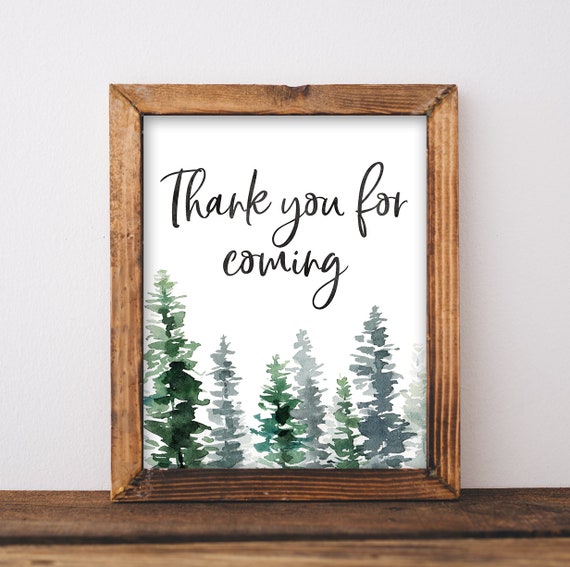 Thank You for Coming Sign Woodland Party Decorations Thank | Etsy