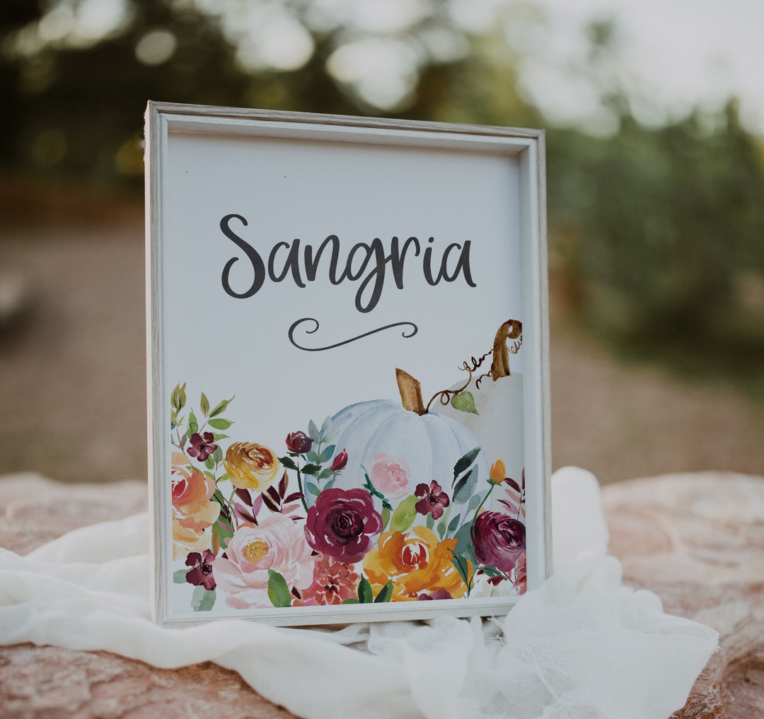 Sangria Bar Sign - Fall Party Sangrias Sign - Sangria Printable - Fall ...