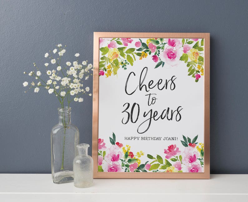 Cheers to 30 Years Sign Custom Birthday Sign 30th Birthday | Etsy
