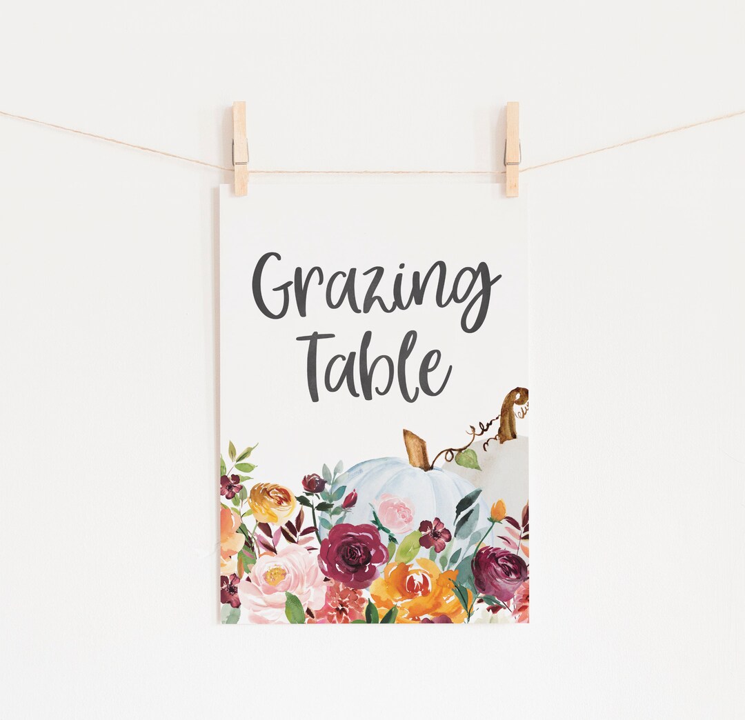 Fall Party Grazing Table Sign - Autumn Party Decorations - Pumpkin ...