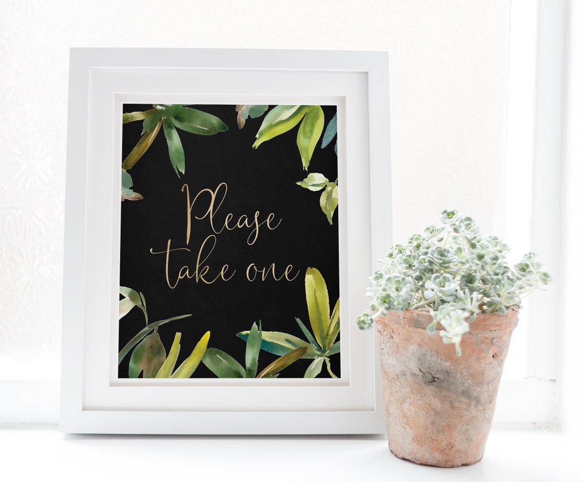 Wedding Favors Sign Please Take One Sign Dark Tropical | Etsy