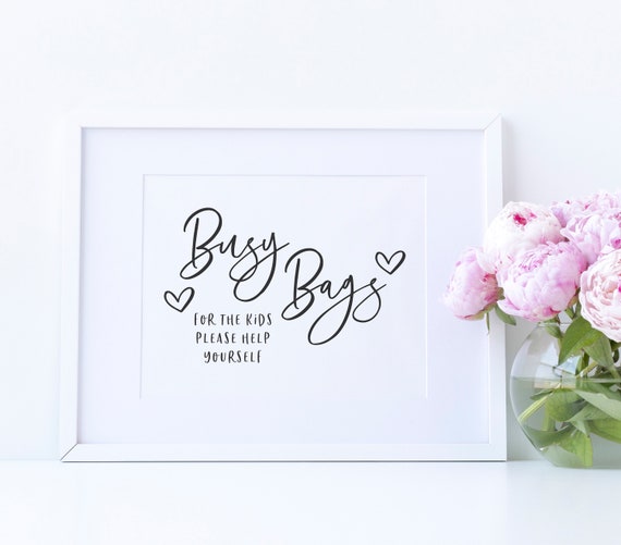 Busy Bags Sign Kids Activities for Wedding Wedding Kids - Etsy