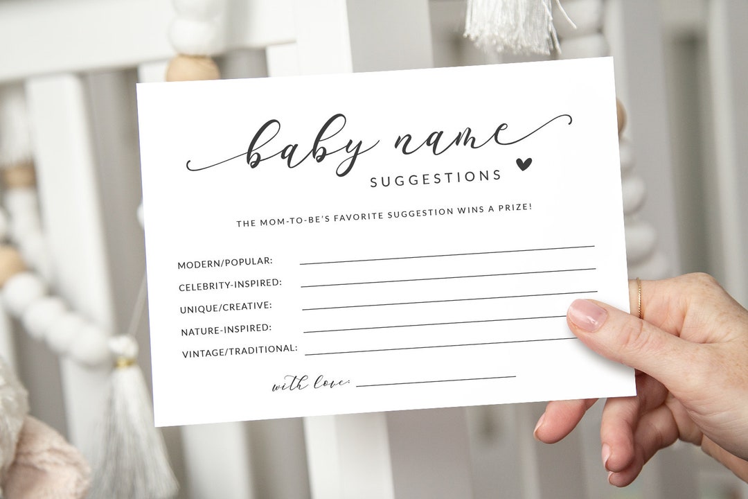 Baby Name Suggestions Card - Printable Baby Shower Name Suggestions ...