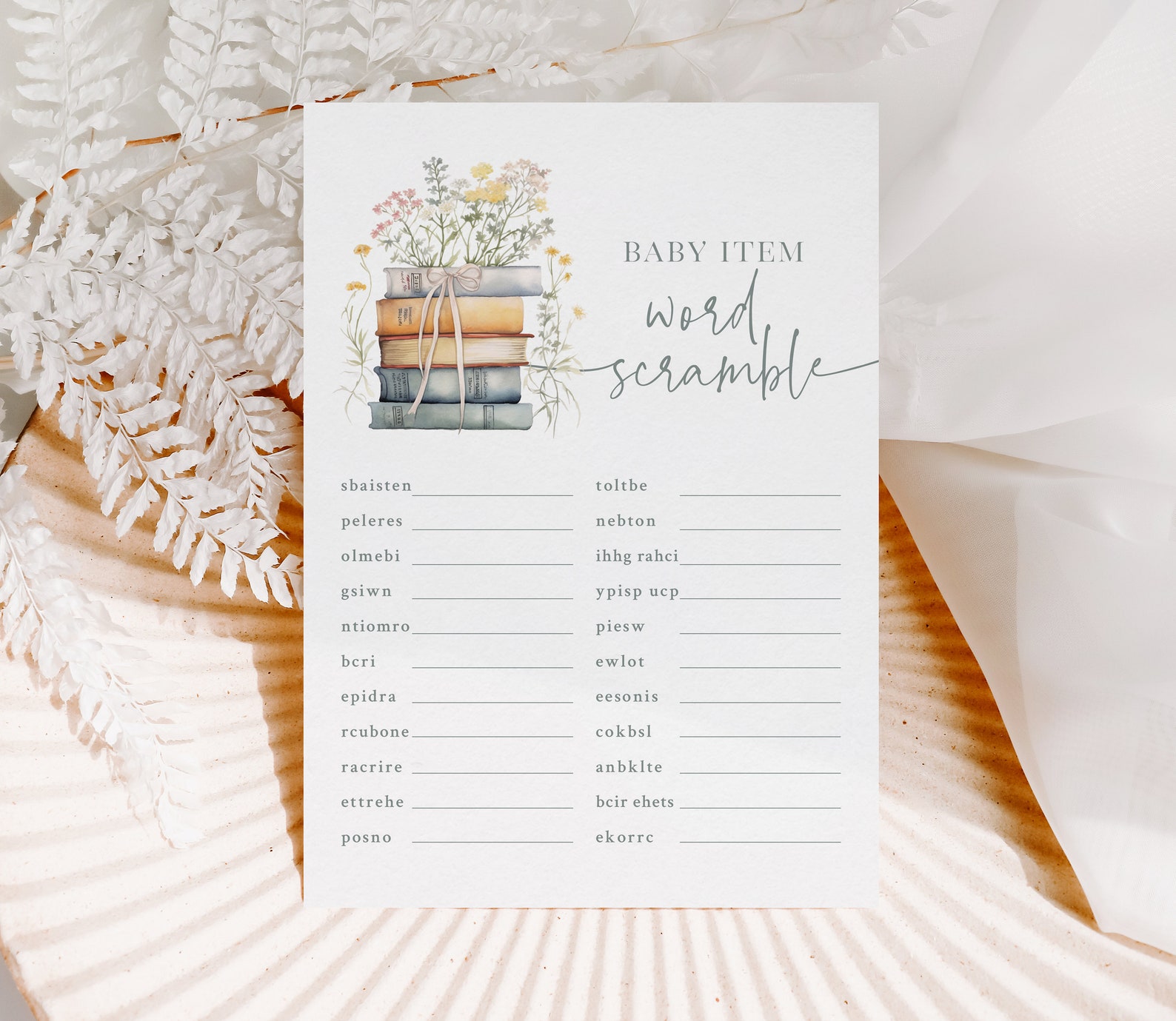 Baby Word Scramble - A New Chapter Begins Baby Shower - Printable 5x7 ...