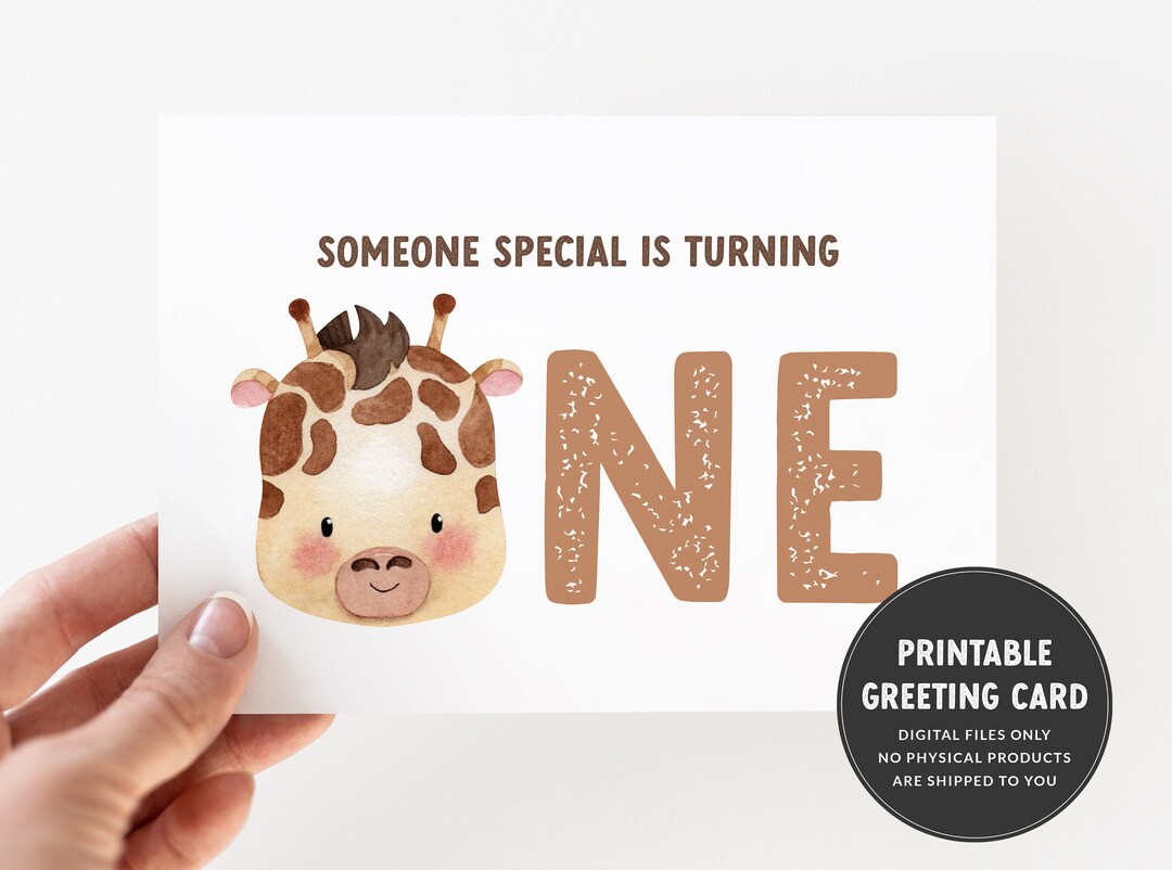 Giraffe Birthday Card - Printable 5x7 Greeting Card - Safari Animal ...