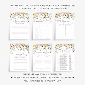 Wildflower Baby Shower Game Bundle - 26 Printable Games & Activities ...