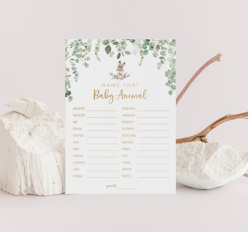 Bunny Themed Baby Shower Game Printable Baby Animal Guessing - Etsy