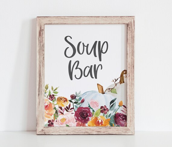 Soup Bar Sign Fall Party Food Signs Autumn Pumpkin Party | Etsy
