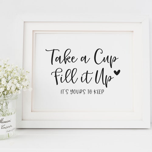 Take a Cup Fill It up Sign Wedding Cup Favors Sign Mug - Etsy