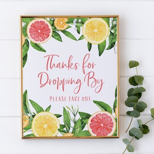 Thanks for Dropping by Favor Table Sign - Lemon Drop Bridal Shower ...