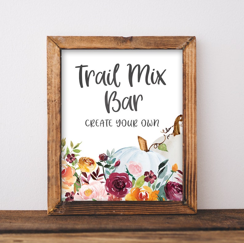 Printable Trail Mix Bar Sign Fall Pumpkin Party Decorations | Etsy