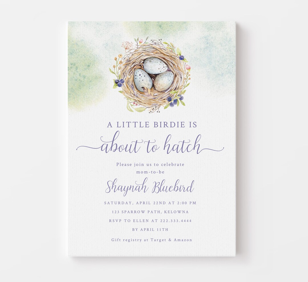 About to Hatch Baby Shower Invitation - Printable Bird Baby Shower ...