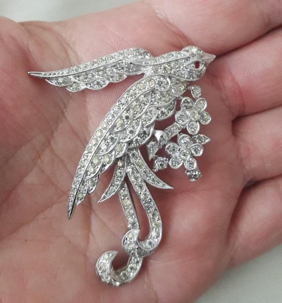 1930's Stylized Paste Bird Pin Boucher - Etsy