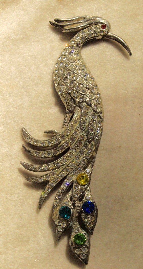 1930's Stylized Paste Bird Pin Boucher? - Gem