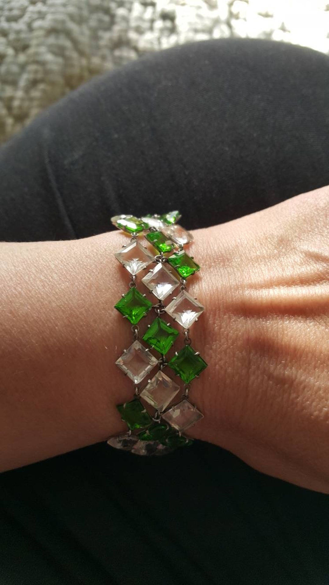 1920's Germany Bright Green Paste Flapper Bracelet - Etsy