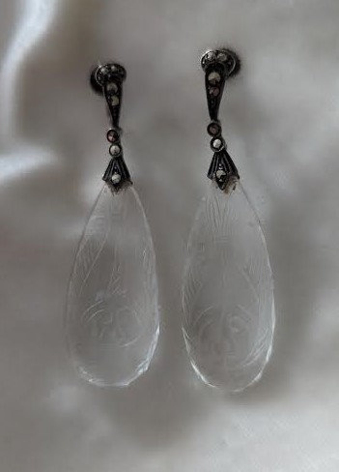 Incredible Flapper 1920's Carved Rock Crystal Dangle Earrings - Etsy