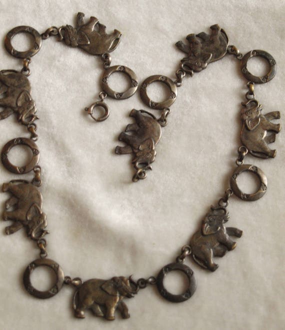 1920's Elephant Chain Necklace - Gem