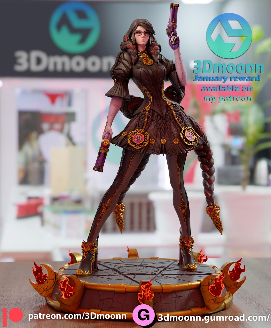 Fan Art Figurine of Bayonetta, 3D Printed and Painted Collectible ...