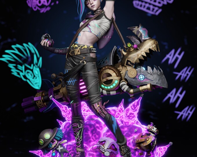 Fan Art Figurine of Jinx, 3D Printed and Painted Collectible Figurine of Jinx From the World of ...