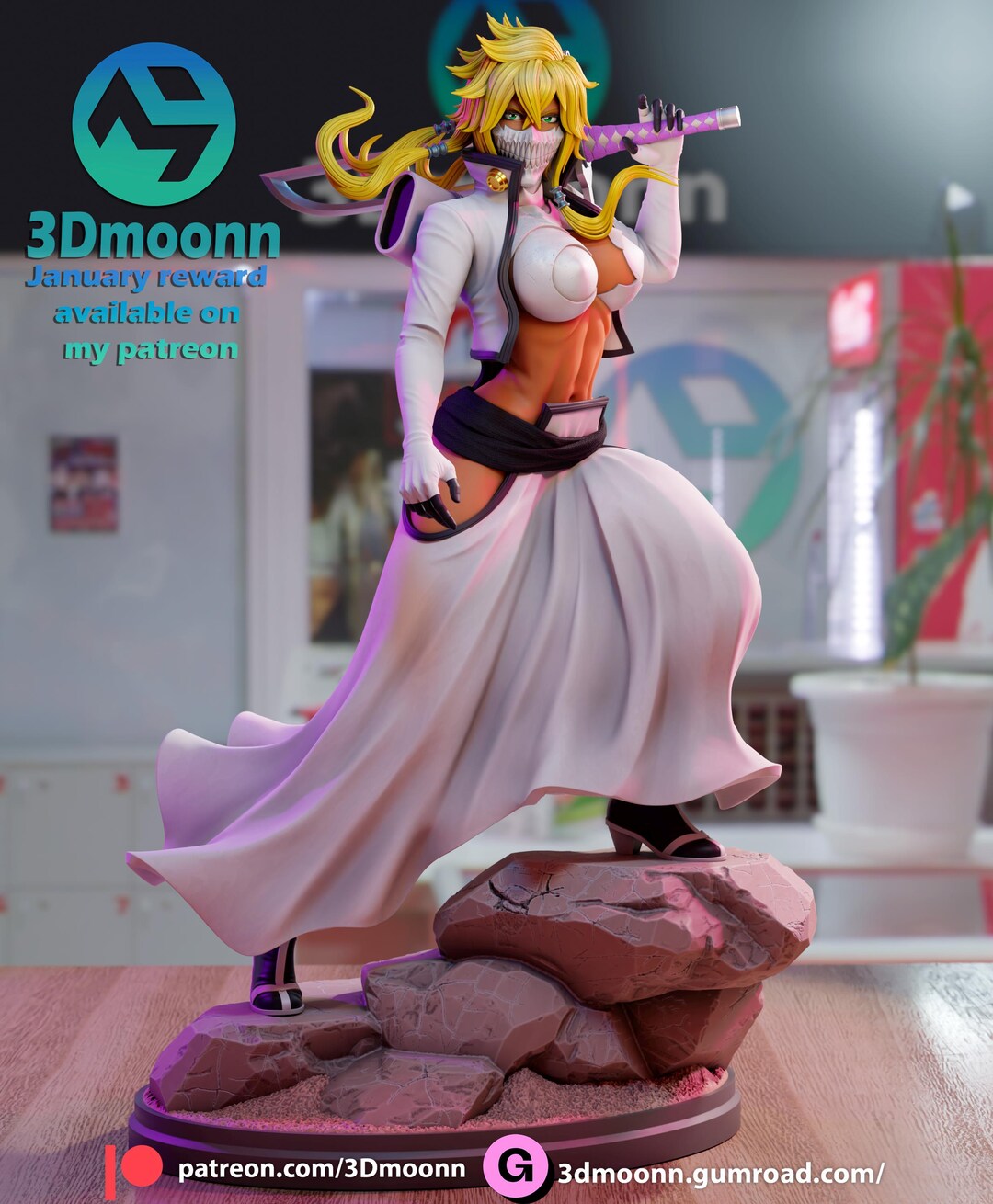 Fan Art Figurine of Harribel, 3D Printed and Painted Collectible Figurine of Harribel From the ...