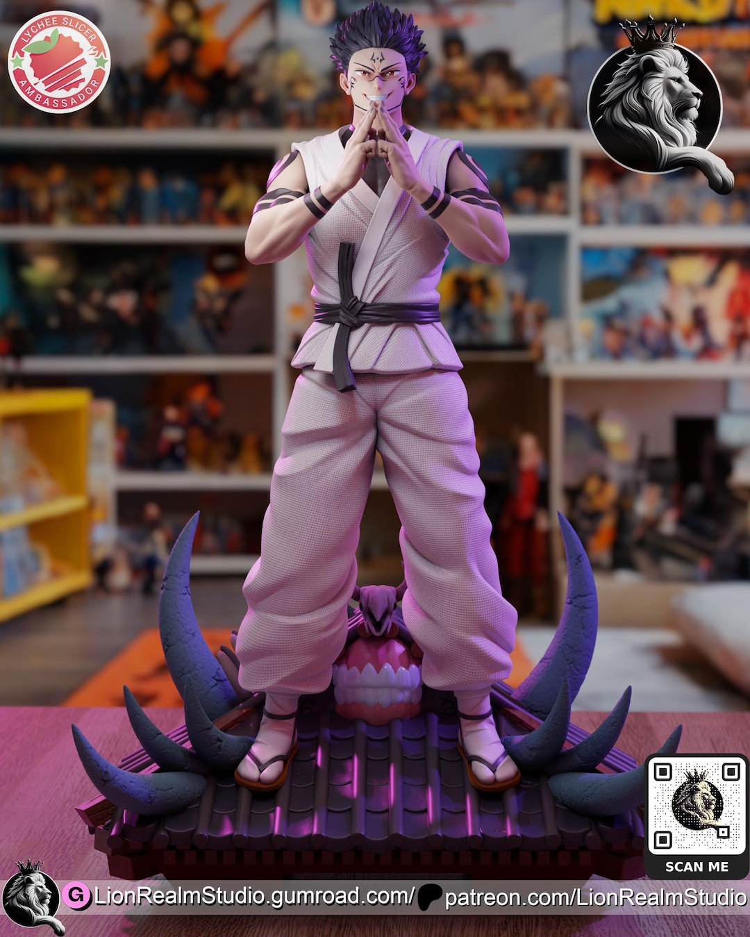 Fan Art Figurine of Sukuna, 3D Printed and Painted Collectible Figurine ...