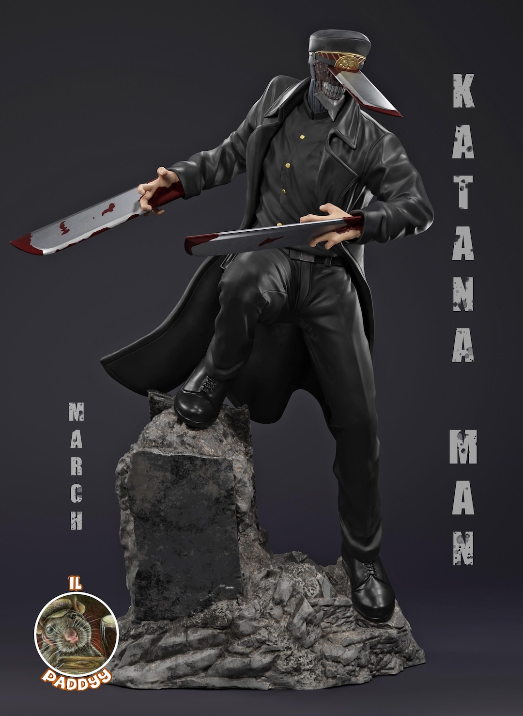 Fan Art Figurine of Katana , 3D Printed and Painted Collectible ...