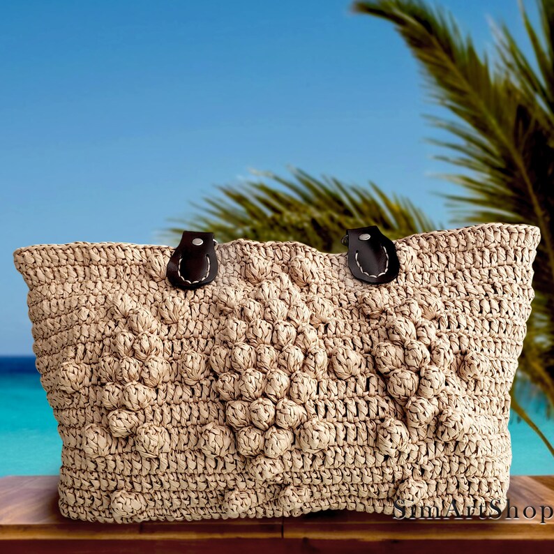 Crochet Bubble Raffia Bag, 3D Diamond Handbag, 3D Bubble Shoulder Bag ...