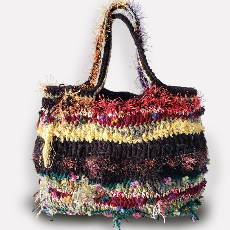 Cocosh Bag,unique Handmade Crochet Bag,freeform OOAK Handbag,large ...