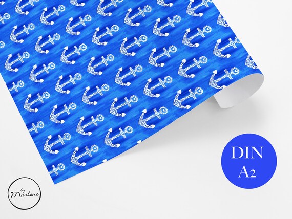 Gift wrapping paper anchor maritime wrapping paper | Etsy