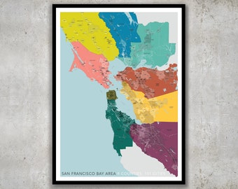 Vintage Bay Area Street Map, City SF Streetmap, Map San Francisco ...