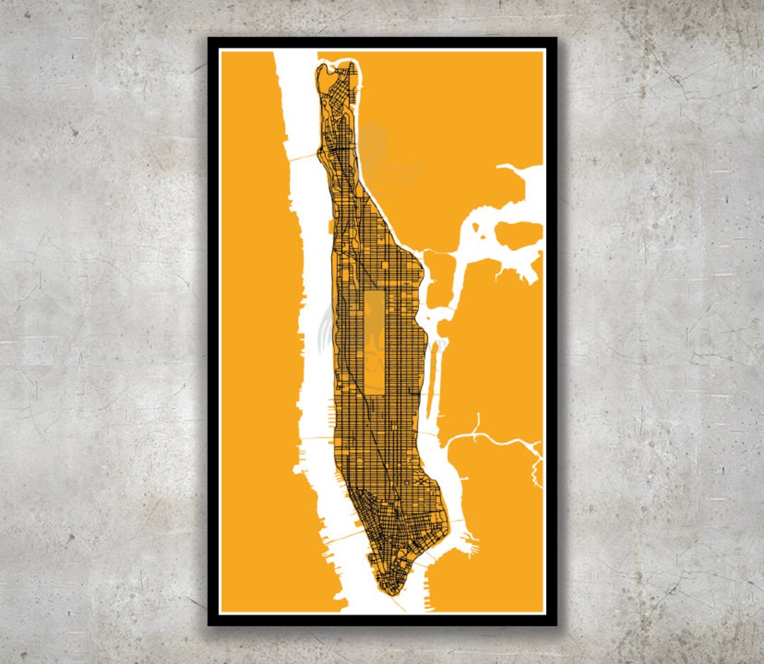Manhattan Map New York City Grid Map Print - Etsy UK