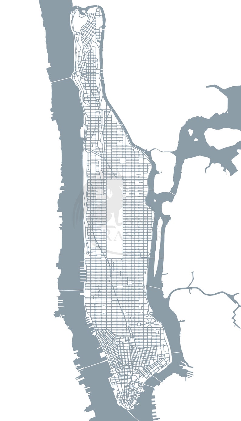 Manhattan Map, New York City Grid Map Print - Etsy