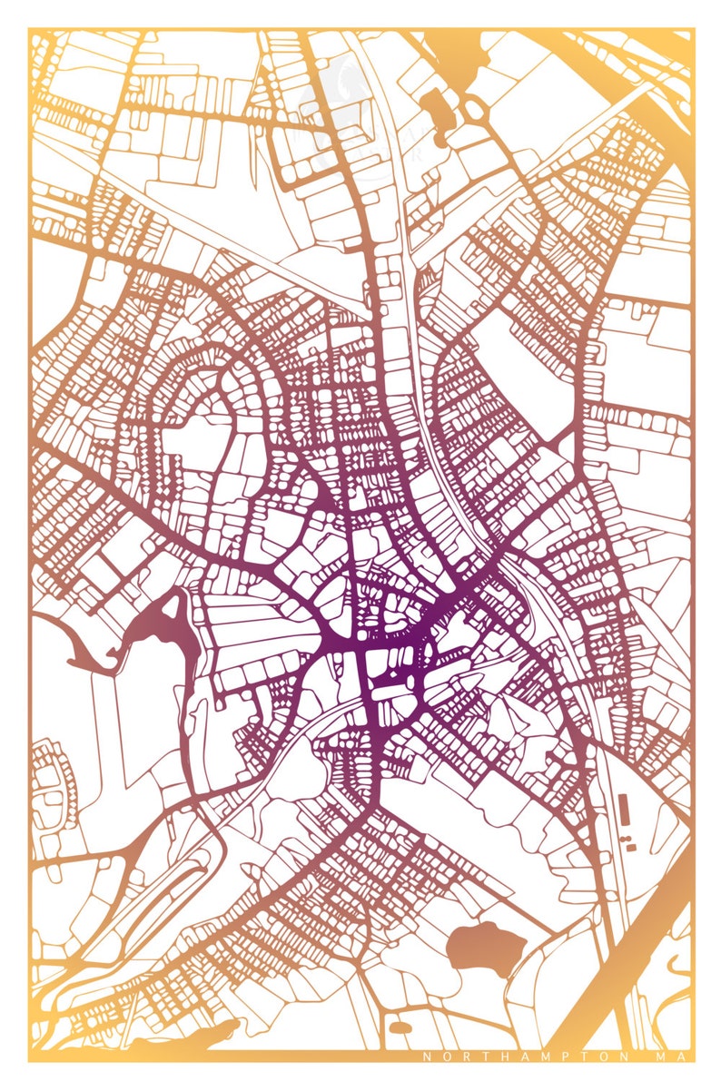 Northampton Massachusetts Map, Noho Wall Print - Etsy
