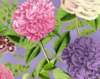 Large floral fabric | Etsy