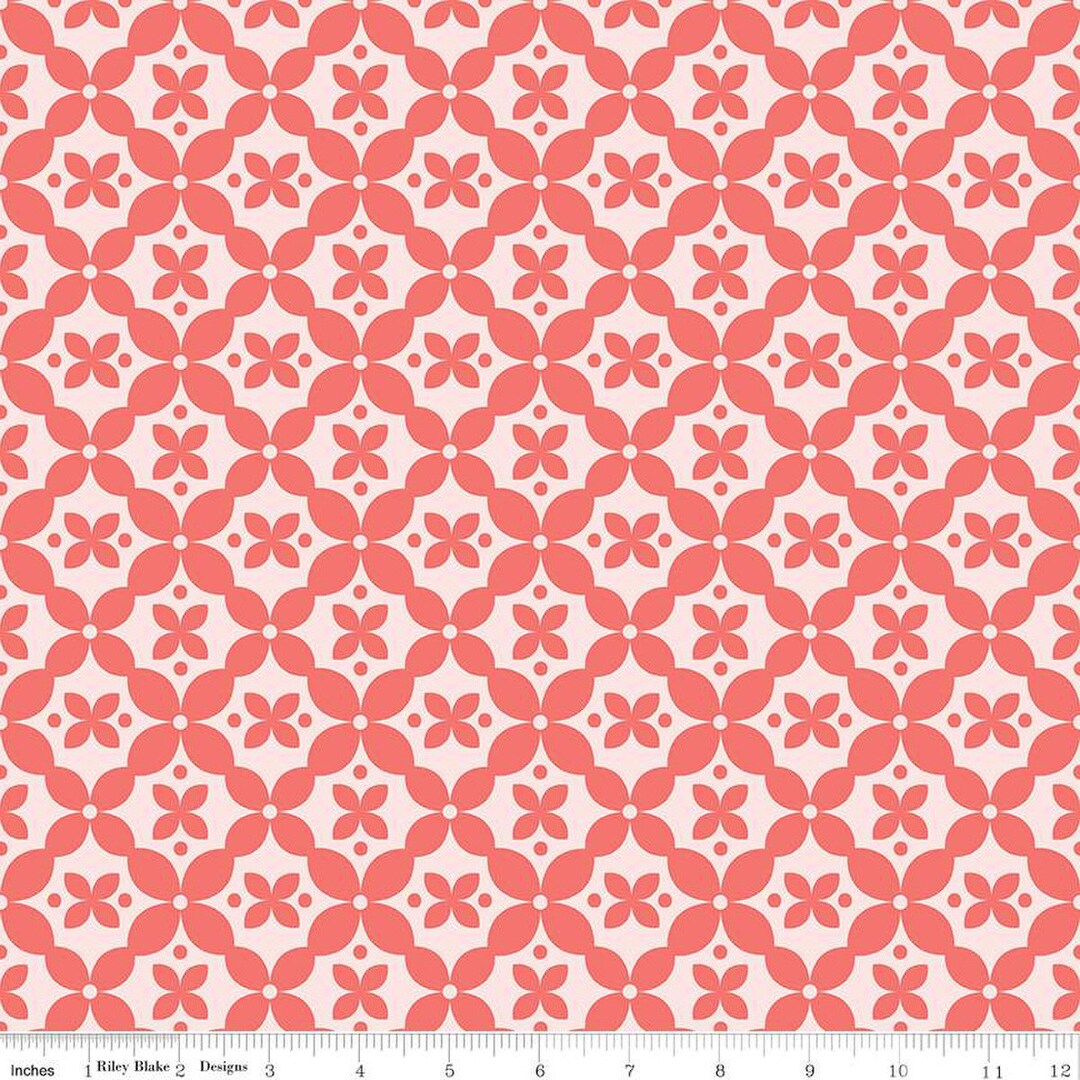 Clover Farm Kitchen Tiles Pink Floral Yardage Width (43" X 44") by ...