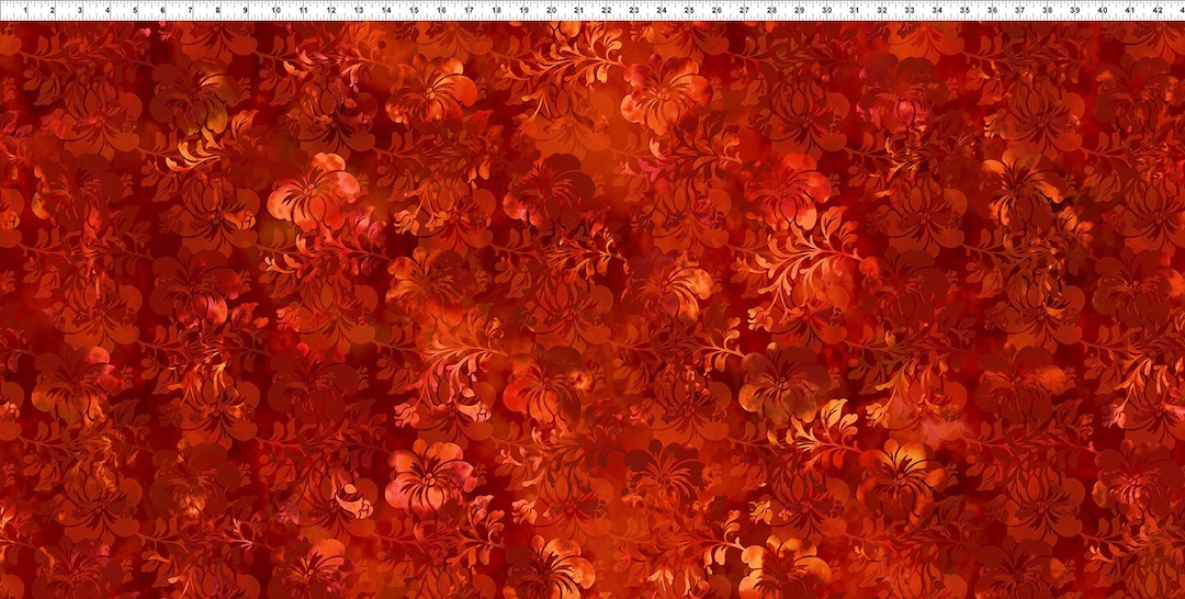 Prism Collection Orange Hibiscus Shadow Tonal Yardage (#3jyq-1)by Jason ...