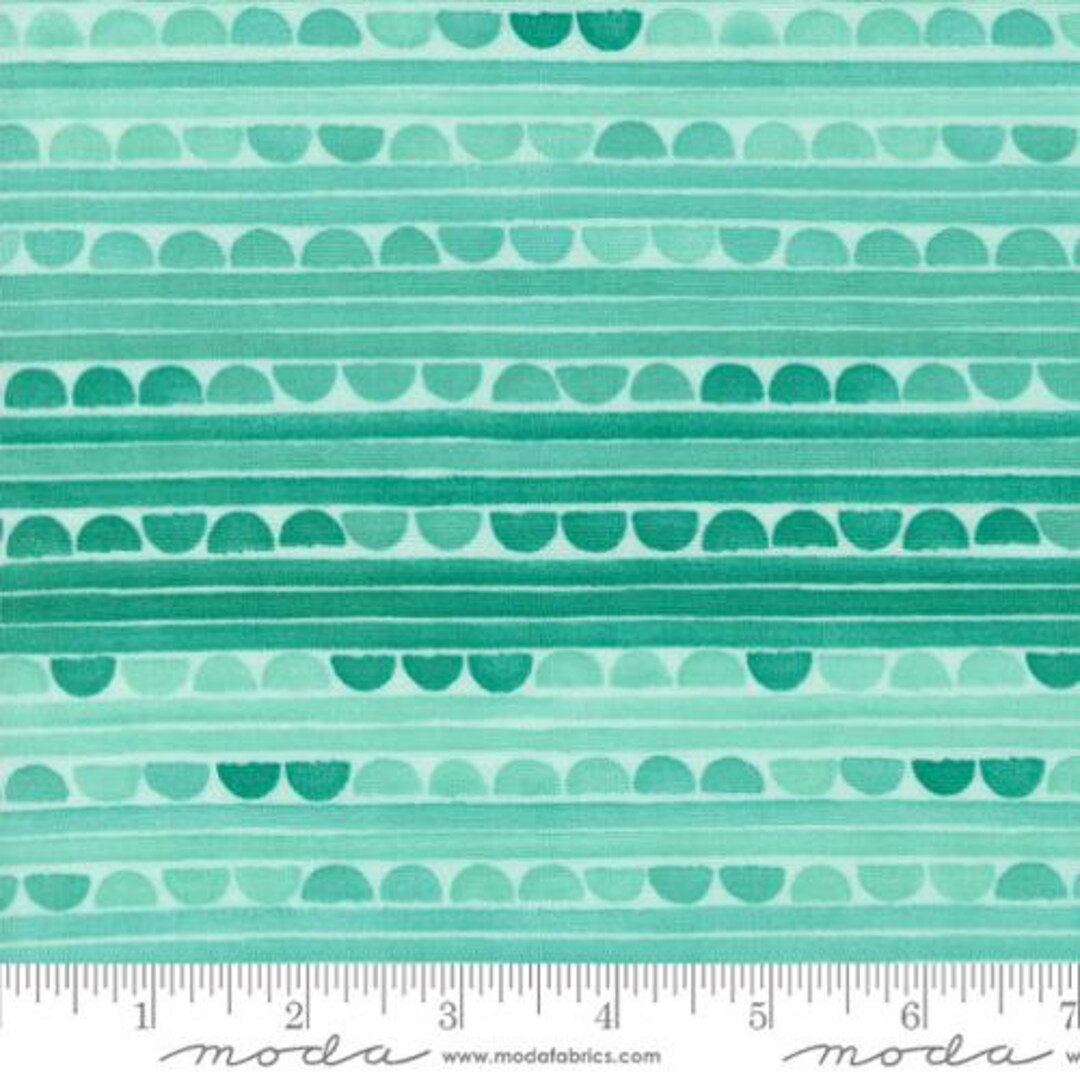Kindred Collection Scallop Stripe Geometric Aqua Yardage by One Canoe ...