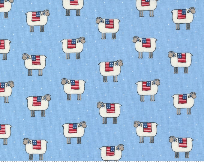 Prairie Days Prairie Friends Sheep Flags Light Blue Yardage (44" X 45 ...