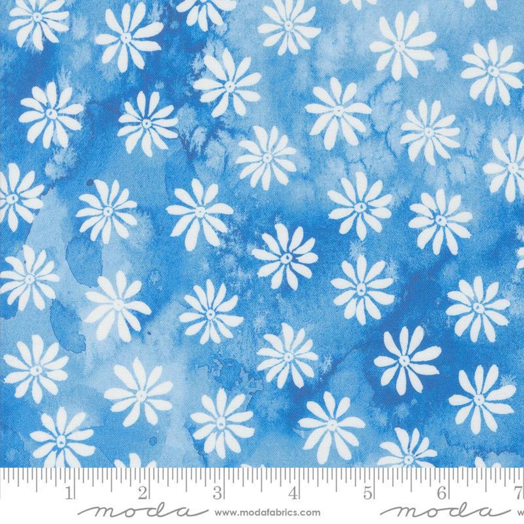 Sunshine and Blue Skies Flower Shower Florals Dark Blue Yardage by ...