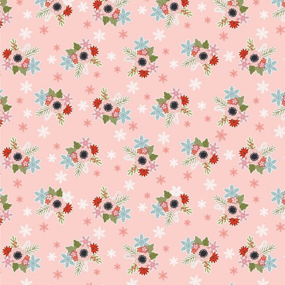 Snuggle up Buttercup Collection Flowers in Snow Pink Yardage - Etsy