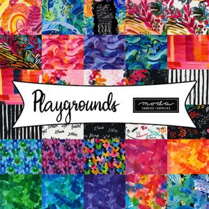 Playgrounds Collection Wild Leaves Geometrics Multi Yardage by Amarilys ...