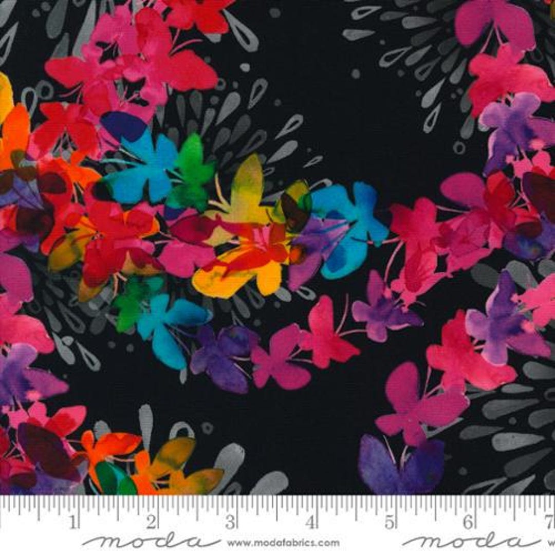 Playgrounds Collection Novelty Ink Butterfly Swirl Black Multi Yardage ...