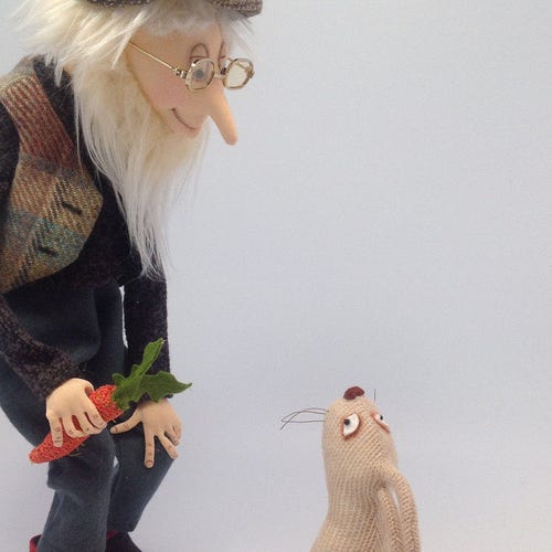 JM958E Flint the Old Gardener and His Friend Roger Rabbit - Etsy